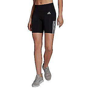adidas Women's 3-Stripe High Waist Bike Shorts, Black/White X-Large