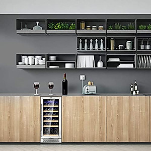 COLZER 15 Inch Wine Cooler Refrigerators, 30 Bottle Fast Cooling Low Noise and No Fog Wine Fridge with Professional Compressor Stainless Steel, Digital Temperature Control Screen Built-in Freestanding