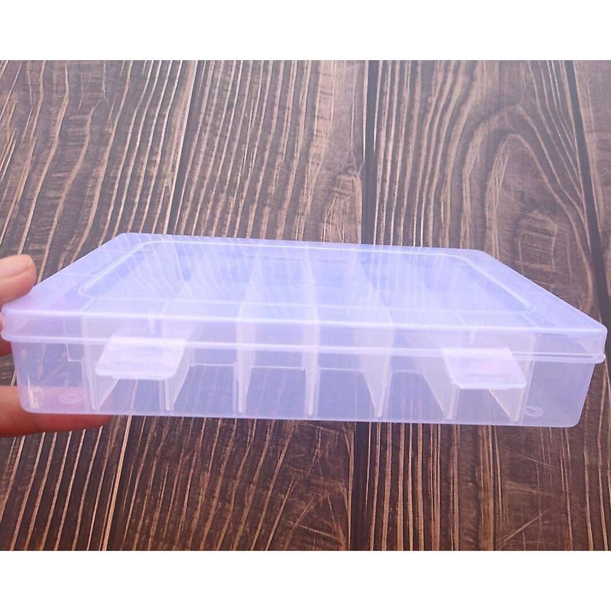 Clear Plastic Storage Box Compartments with Adjustable Dividers, Portable Transparent Beads Earring Jewelry Organizer Holder with Lid for Craft Nail Art Tackle Fishing Hooks Medicine Container Box, 24 Grids