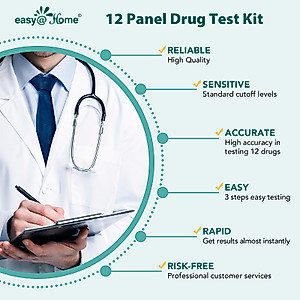 2 Pack Easy@Home 12 Panel Instant Drug Test Kits including BUP, sensitive OPI 300 - Testing Marijuana (THC), BUP,COC,MOP/OPI300, AMP,BAR,BZO,MDMA,MET/mAMP, MTD, OXY,PCP #EDOAP-6125B EXP 2024-10-18