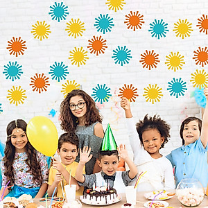 Duraaamo 8 Packs Here Comes The Son Banner Decorations Boho Party Paper Garland Here Comes The Son Baby Shower Hanging Cutouts Retro Sun Party Decor for Sun Birthday Baby Shower Party Supplies Decor