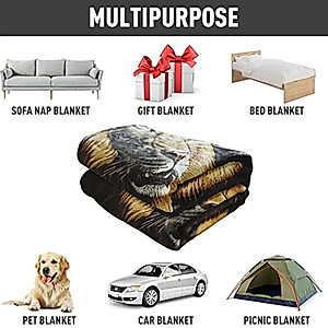 HommomH 50"x80" Black Lion Blanket Animal Print Soft Fluffy Fleece Throw for Couch Sofa Bed