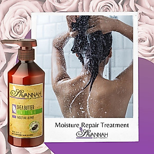 Savannah Hair Therapy Bundle - Just Curly Shampoo (16.9 oz) + Conditioner (16.9 oz) Shea Butter, Cotton and Silk Protein and Vitamin B6 - For Dry, Curly and Damaged Hair