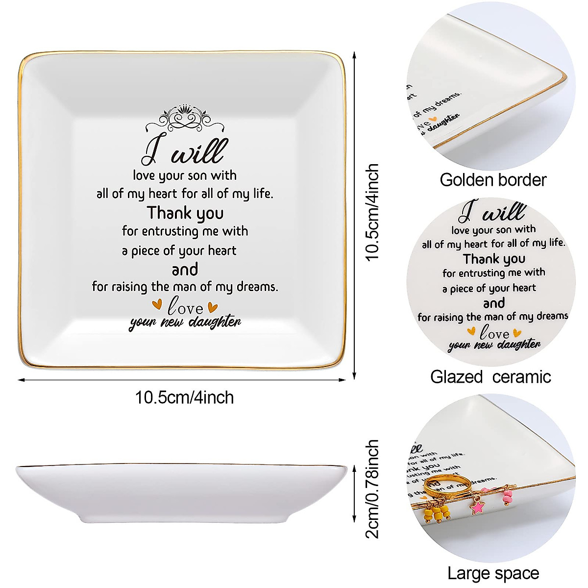 Frienda 2 Pack Mother Of The Bride Groom gifts Mother Of The Bride Groom Makeup Bags and Jewelry Dish Tray Bride Mother Gift Canvas Cosmetic Bag for Mom Wedding Gift(Mother of the Groom A)