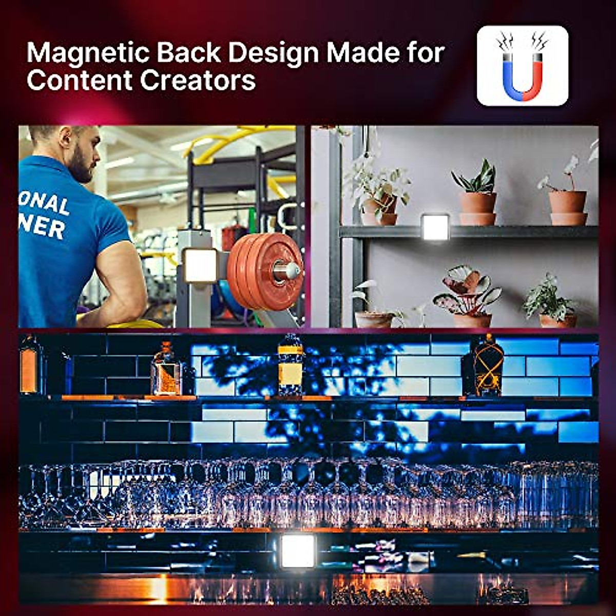 VIJIM Ulanzi VL49 RGB Video Light w 3 Cold Shoe,Mini Rechargeable LED Camera 360degFull Color Portable Photography Lighting Support Magnetic Attraction,2500-9000K Dimmable LED Panel Lamp w LCD Display