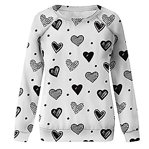 JDHUFEI Valentine's Day Hoodies for Women Trendy Long Sleeve Shirts Sweatshirt Print Casual Loose Fit Cute Tops Pullover