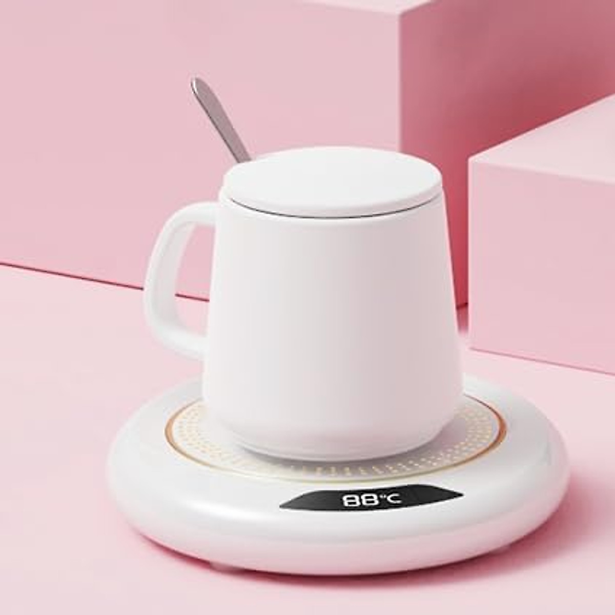 Beverage Warmer for Coffee Tea, Food Warmer, Food Beverage Warmer Warming Trays Fast Heating High Temperature Smart Electric Warmer, Water, Milk, Pizza for Buffets Party Daily Life White