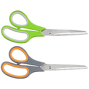 Amazon Basics Multipurpose, Comfort Grip, PVD coated, Stainless Steel Office Scissors - Pack of 2