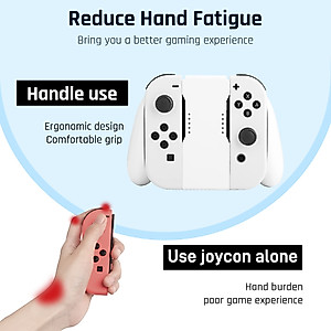FUNDIARY Comfort Charging Grip Compatible with Nintendo Switch and Switch OLED Joycon, Handheld Accessories for Joycon Controller with LED Indicator with Charging Cable and 6 Thumb Caps