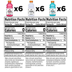 Gatorade Zero Flavor Variety Pack, 12 Fl Oz Bottles, 18 Pack