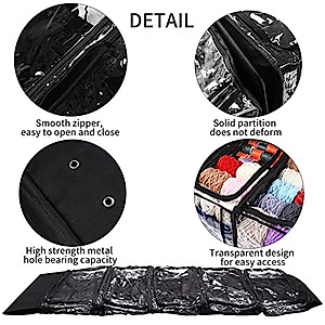 Yarn Storage Organizer Container with Crochet Bag, 5 Layer Separable Large Clear Yarn Bag Organizer for Crochet Hooks, Hanging Yarn Storage Knitting Storage Organizer (3 compartments)