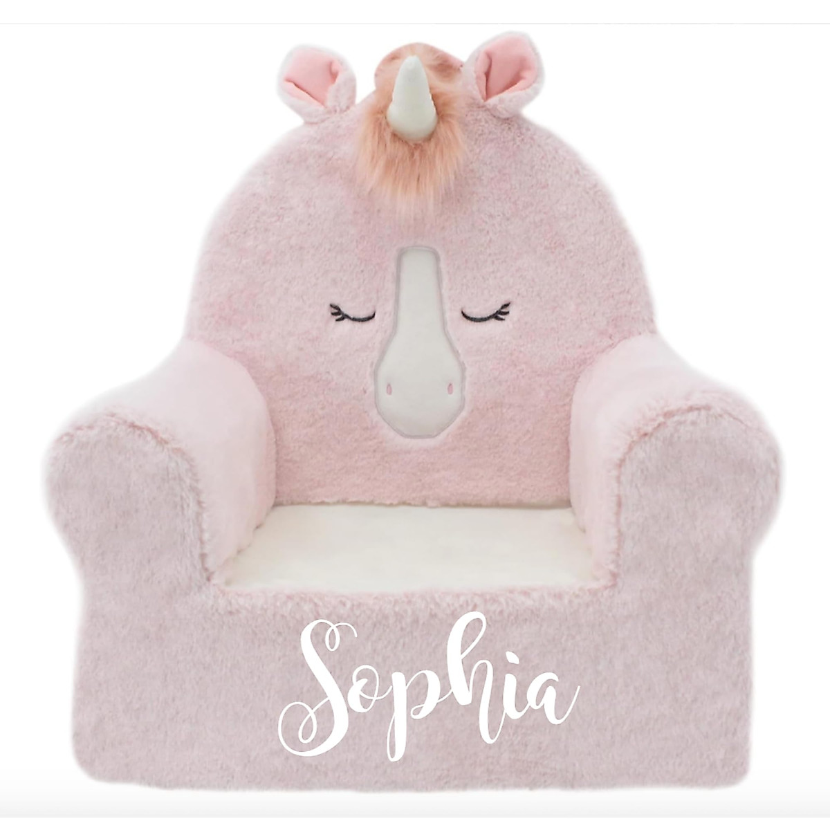 Personalized Cozy Pink Unicorn Kids Chair| Furry Toddler Memory Foam Room Decor| Boys Girls Playroom Bedroom Animal Sofa Chair| Add Name for Extra Cuteness| Cozy Pink Unicorn Chair