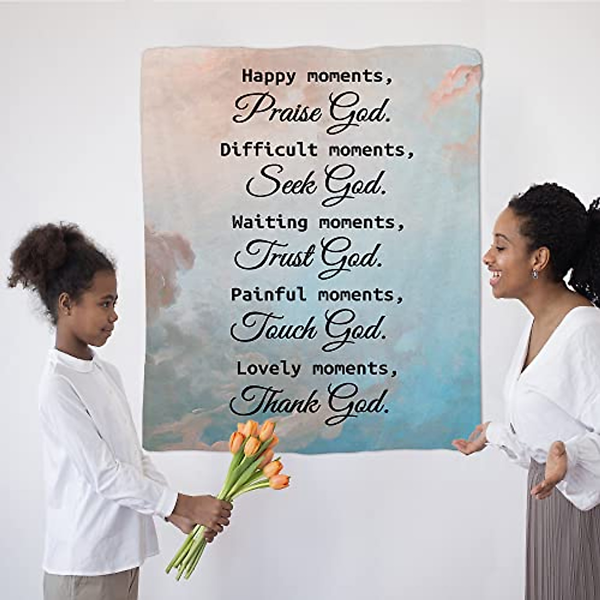 LULINMO Christian Gifts for Women Healing Soft Blanket with Inspirational Religious Lightweight Cozy Plush Throw Blanket for Couch Get Well Soon Gifts for Women Men 40 x 50 inch