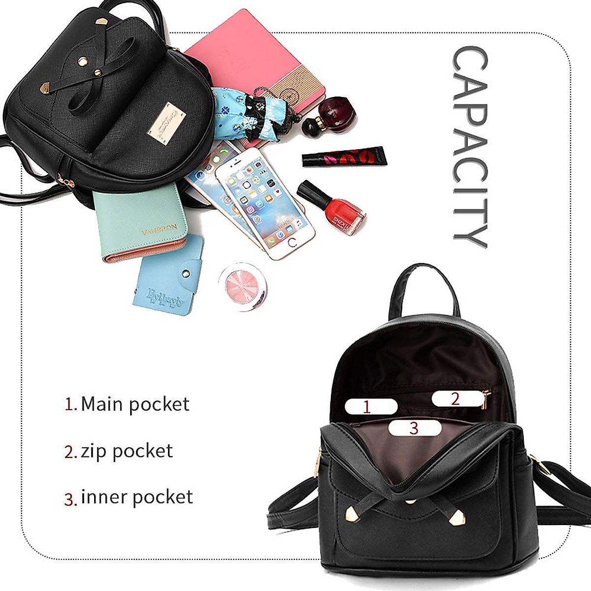 I IHAYNER Girls Bowknot Cute Leather Backpack Mini Backpack Purse for Women Dark Apricot