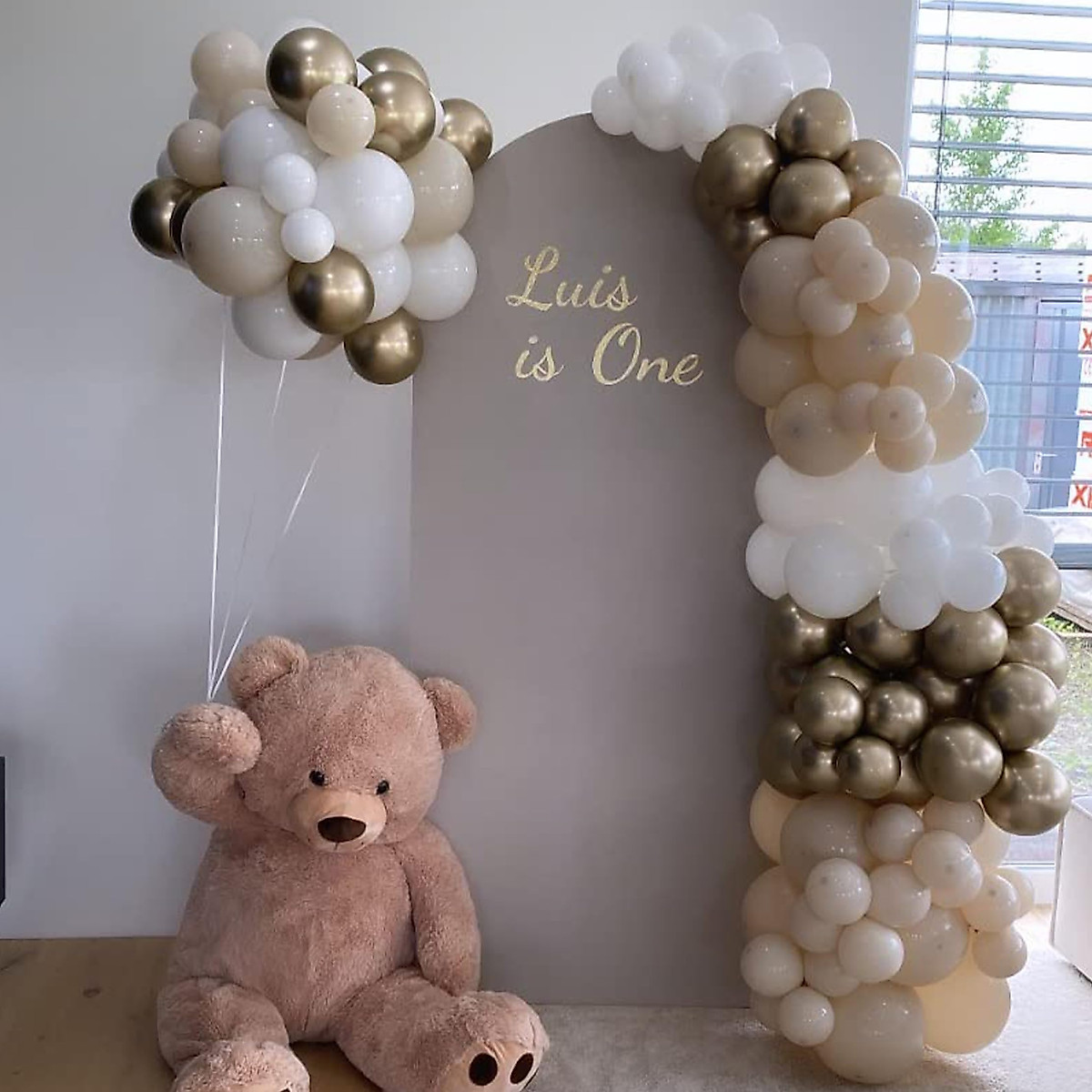 Boho Balloon Arch Beige Balloon Garland Kit, 113 Packs Neutral White Sand Balloon Nude Cream Peach Balloon and Metallic Champagne Balloons for Baby Bridal Shower Girl Birthday Wedding Decorations