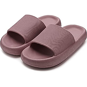 WHITIN Shower Slippers for Women Non Slip Cushioned Slides Size 9 10 Quick Drying Female Floor Outdoor Indoor Fashionable Lightweight Blush 40-41