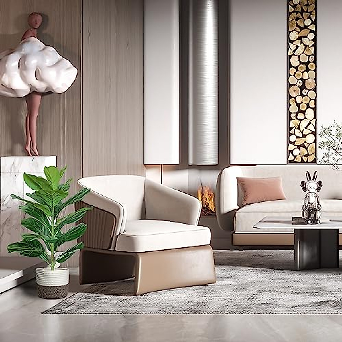 BESAMENATURE 30" Little Artificial Fiddle Leaf Fig Tree/Faux Ficus Lyrata for Home Office Decoration