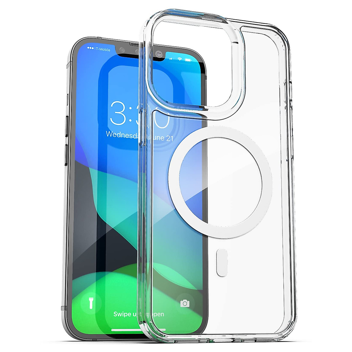 Encased Clear-Back for iPhone 13 Pro Belt Clip Case Magsafe Compatible Phone Case with Holster (2021)