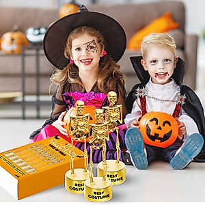 6 Halloween Best Costume Skeleton Trophy, Halloween Skull Party Favor Prizes, Halloween Party Supplies Gold Bones Game Awards, Costume Contest Event Trophy, School Classroom Rewards for Kids(A)