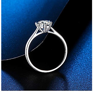 Moissanite Rings for Women, Six Prong Solitaire Moissanite Engagement Ring, Classic 1-3ct Engagement Ring for Women, 925 Sterling Silver D Color with Certificate of Authenticity, silver, Moissanite