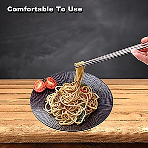 Ansnbo Stainless Chopsticks Reusable, 5 Pairs Premium Metal Chopsticks Dishwasher Safe Elegant Laser Engraved Non-slip Chop Sticks Pack Square Lightweight Chopstick Gift Set for Cooking Eating