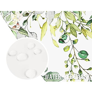 Funnytree 72x72 Inch Green Eucalyptus Shower Curtain Set with 12 Hooks - Lightweight, Water-Repellent for Bathrooms, Bathtubs