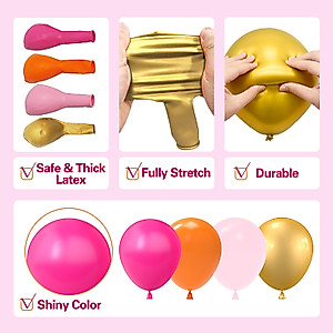 137Pcs Pink and Orange Balloons Garland Arch Kit with Stars - 5 10 12 18 inch Hot Pink Light Pink Orange Gold Latex Balloons for Birthday Baby Shower Graduation Tropical Party Decorations