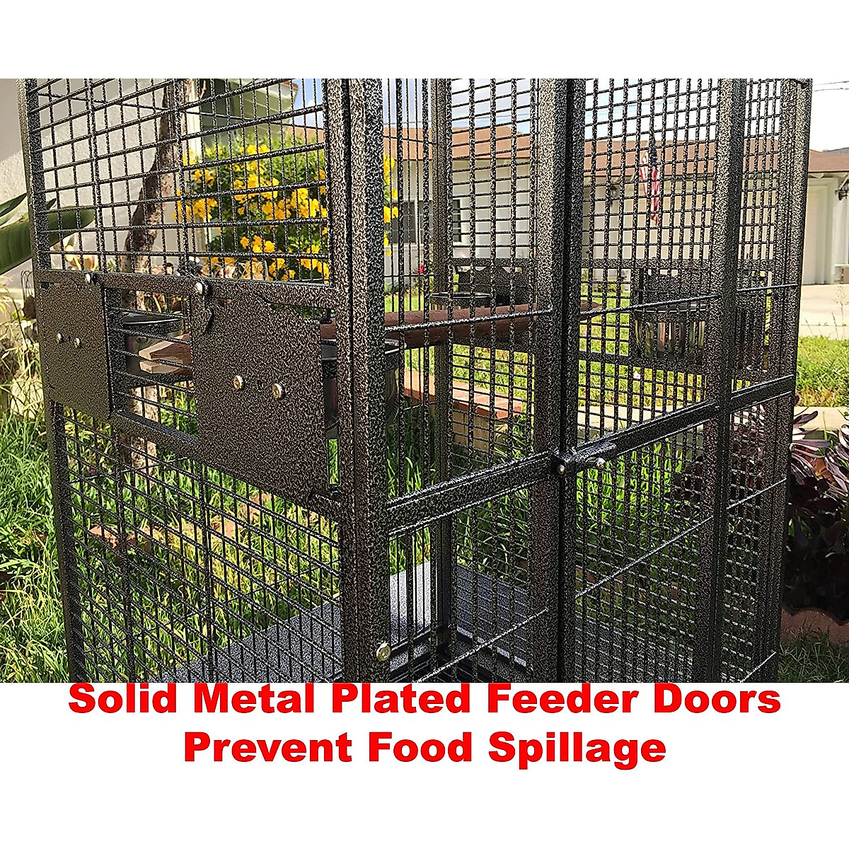 Extra Large Wrought Iron Open/Close Play Dome Top Parrot Bird Cage for Large Macaws Cockatoos African Grey Amazon (Black Vein, 35.25" W x 29.5" D x 62" H)