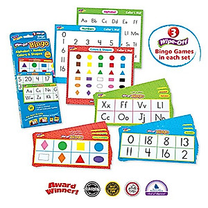 TREND ENTERPRISES, INC. Alphabet, Numbers, Colors & Shapes Wipe-Off Bingo (T-6601)