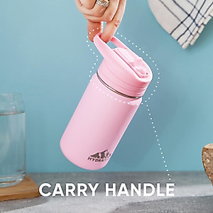 Hydrapeak Mini 14oz Water Bottle with Straw Lid, Stainless Steel Double Wall Insulated Water Bottle | Leak-Proof and Spill-Proof Water Bottle, 24 Hours Cold (Ice)