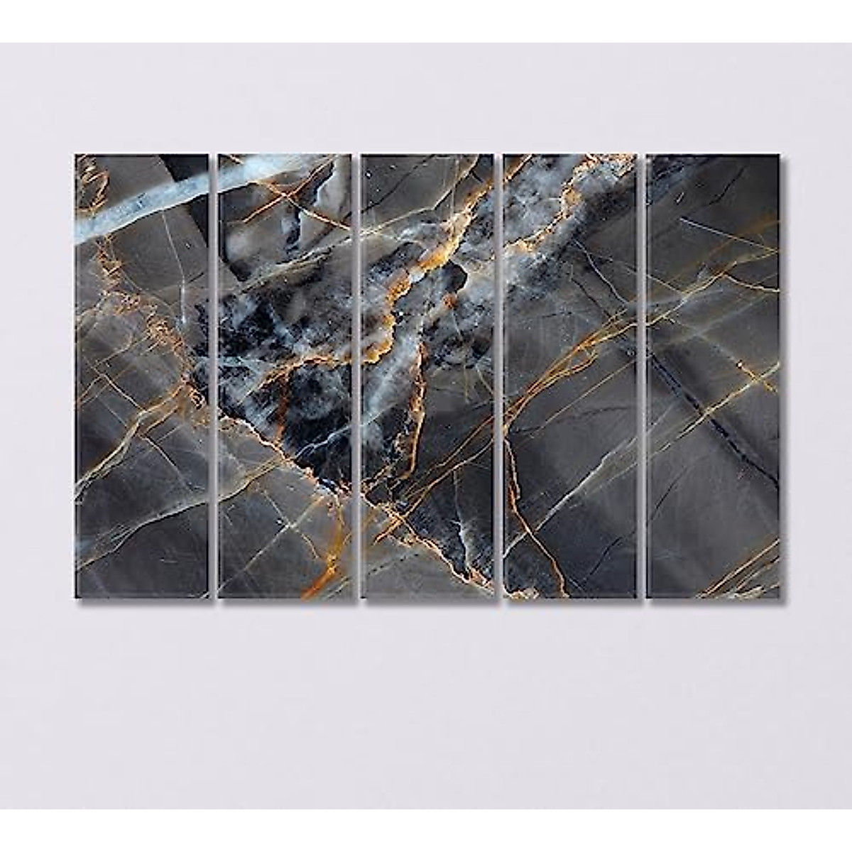 Yellow and Dark Gray Marble Canvas Print 3 Panels / 36x24 inches