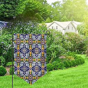 Mexican Talavera Tile Pattern Premium Garden Flags - Garden Decoration Flags/Yard Decoration Flags/Outdoor Garden Flags/Two Shapes Available