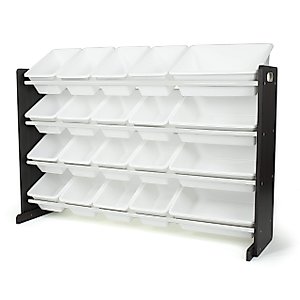 Humble Crew Toy Storage 20-Bin Organizer, Espresso/White