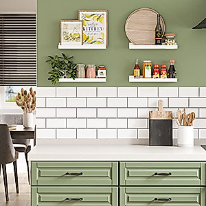 Wallniture Denver White Floating Shelves for Wall, 14" Floating Book Shelves for Kids Room Decor, White Wall Shelf for Nursery Decor, Wall Bookshelf for Living Room, Picture Ledge Set of 4