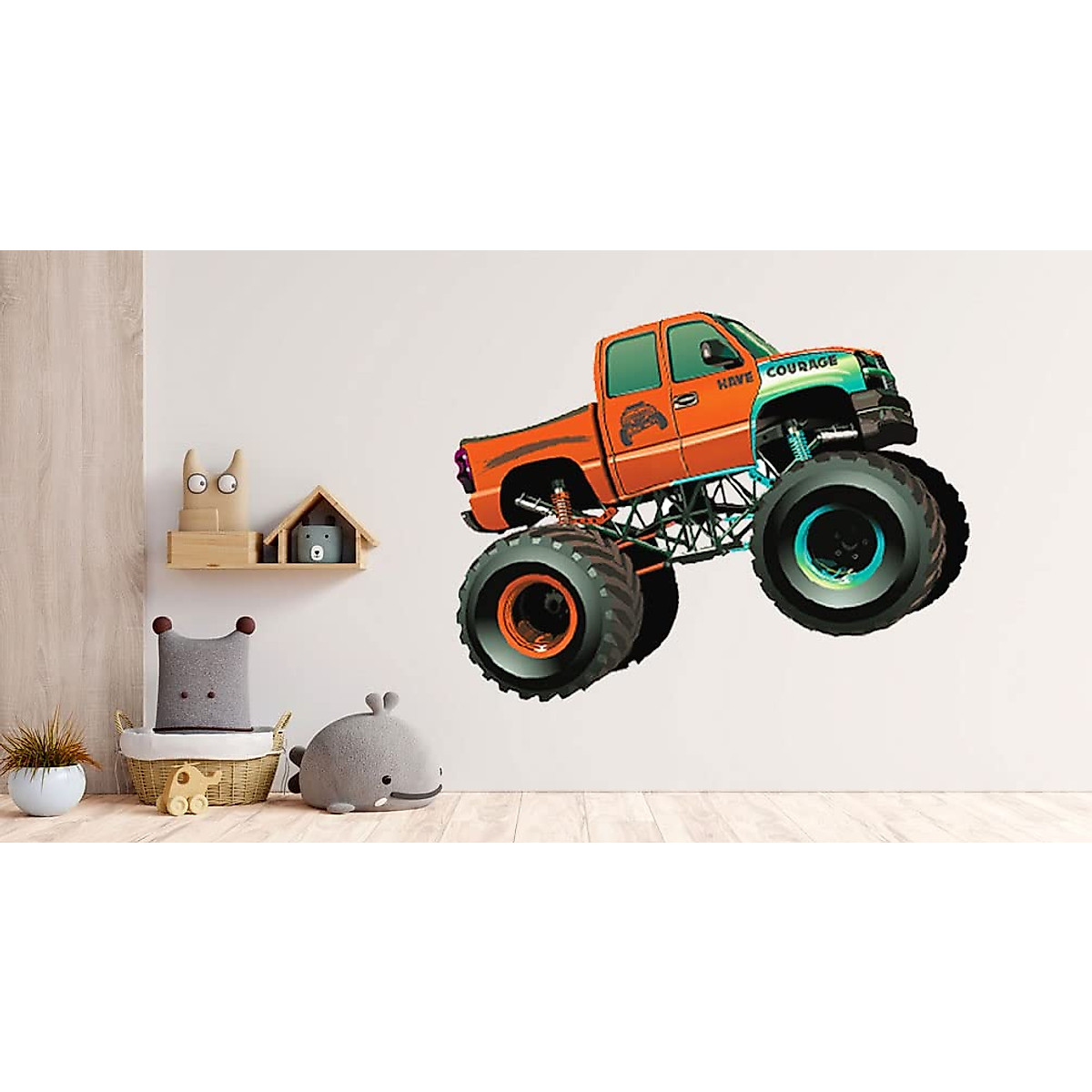 Monster Truck Wall Stickers, Truck Wall Decals for Boy’s Bedroom, Gift for Kids, Car Décor for Baby Boys Kids Bedroom Nursery or Man Cave