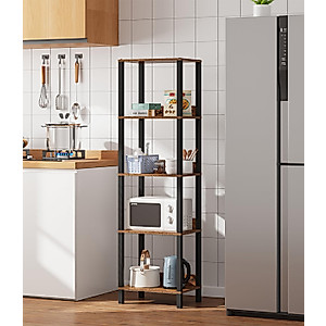 VIMBER 5-Tier Bookshelf with Anti-Fall Baffle, Tall Bookcase for Books, Garage Kit, CDs, Movies, Industrial Standing Bookshelves Storage Organizer for Bedroom Office Living Room USSJ001F