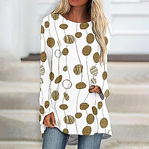 Long Tops to Wear with Leggings Women's Tunics Sweaters to Wear with Leggings Shirts to Wear with Leggings Loose Pullover Round Neck Blouse Dressy Casual Sweatshirts Printed Tunic Tops