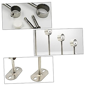 SWOOMEY 2pcs Pole Crane Ceiling Shower Curtain Rod L Brackets Heavy Duty Pipe Supports Ceiling Mount Brackets Closet Pole Ceiling Bracket for Curtain Rod Shower Curtain Rod Socket Silver