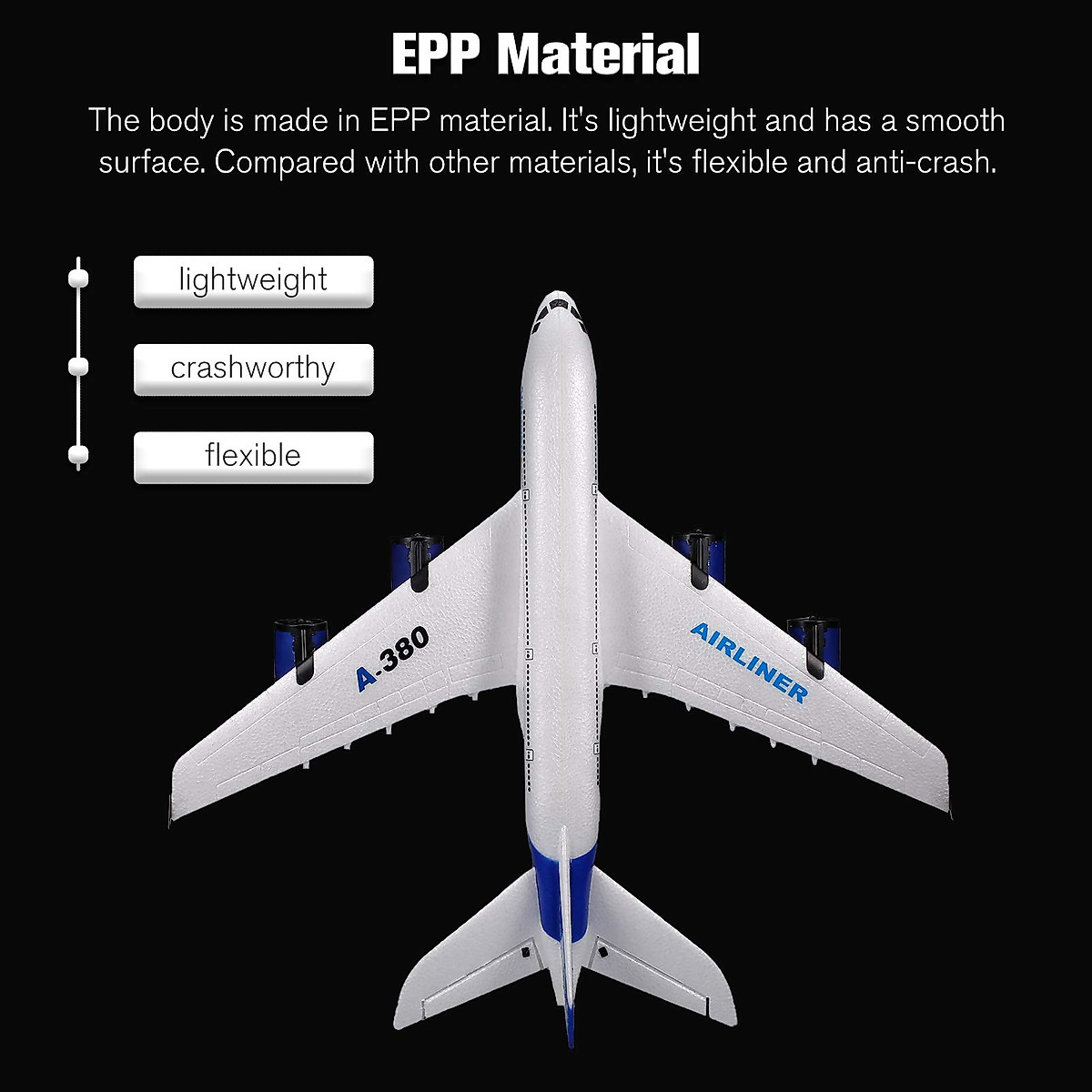 GoolRC A380 RC Airplane, 2.4G 3CH Remote Control Airplane, Easy to Fly RC Plane for Beginner, EPP Foam Fixed Wing Aircraft Glider Model Toys with 3 Batteries for Kids