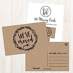 Set of 50 Rustic Kraft We've Moved Postcards, Change of New Address Moving Announcements, House Warming Gifts, Weve Moved Cards, We Have Just Moved Note Cards, Pack of Real Estate Home Postcard