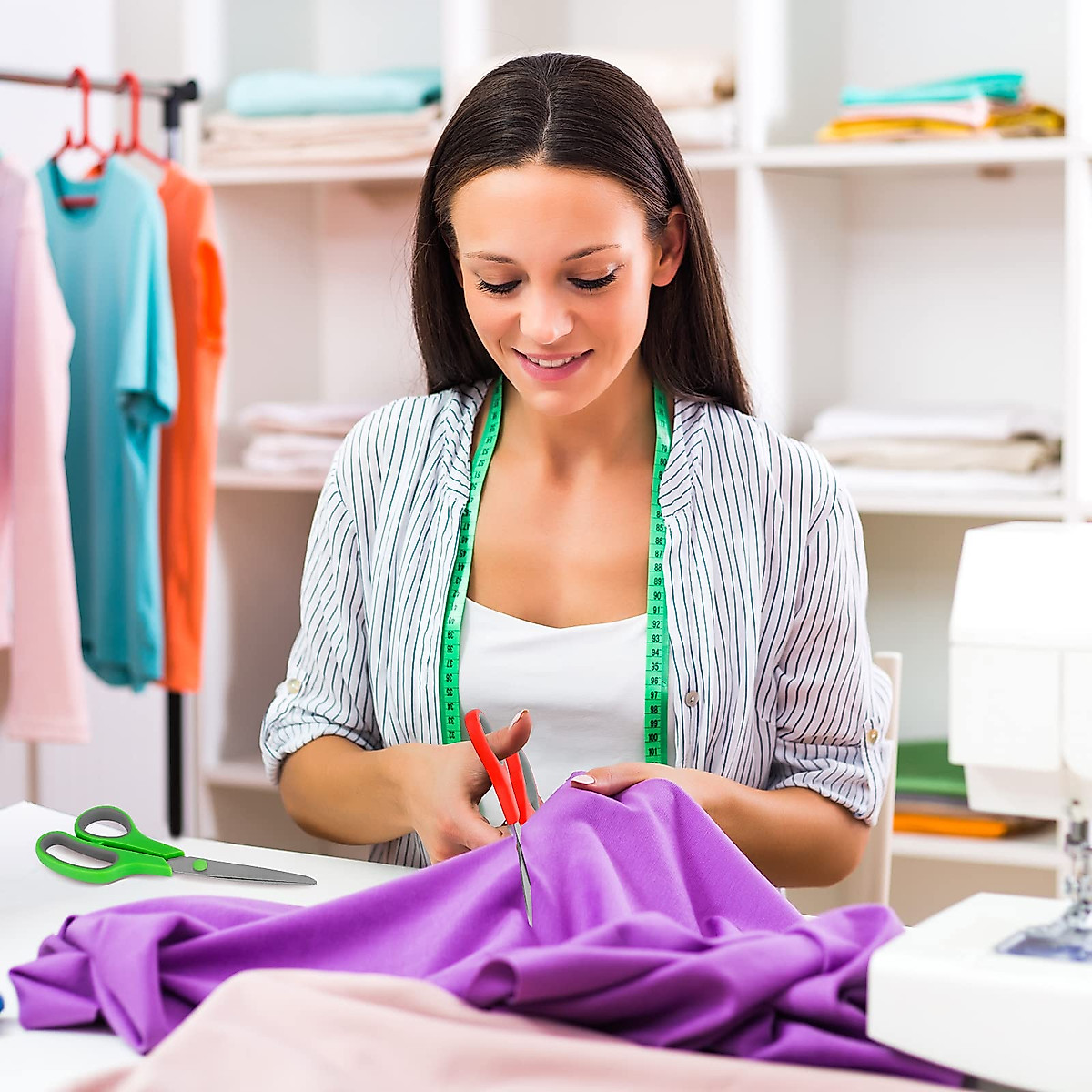 Scissors Bulk 6-Pack, All Purpose Scissors Stainless Steel Sharp Scissors for Office Home General Use Craft Supplies, High/Middle School Classroom Class Older Kids Scissor Set, Right / Left Handed