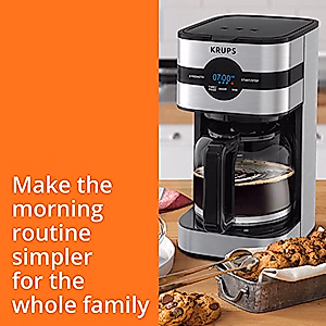 KRUPS Simply Brew Digital Drip Coffee Maker, 10 cups, Black & Stainless Steel