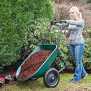 Marathon Yard Rover – 2 Tire Wheelbarrow Garden Cart - Green/Black