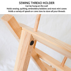 Thread Holder 48 Spools Thread Rack Wall Mounted Wooden Thread Holder, DIY Embroidery Spool Thread Organizer for Household Sewing, 13.4 x 16.1in Thread Rack with Hanging Hook