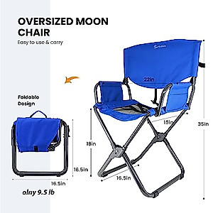 METKIIO Camping Chair – Outdoor Folding Chairs for Outside – Portable Chairs for Adults with Cup Holder, Media Pocket – Load-Bearing Folding Camping Chairs for Tailgating, Sports, Picnics