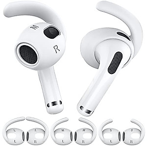 AhaStyle 3 Pairs AirPods 3 Ear Hooks Anti-Slip Ear Covers Silicone Accessories【Not Fit in The Charging Case】 Compatiable with Apple AirPods 3 2021 (Large+Medium+Small, White)