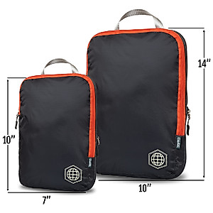 Compression Packing Cubes for Travel-Luggage and Backpack Organizer Packaging Cubes for Clothes (Grey and Orange, 6Piece)