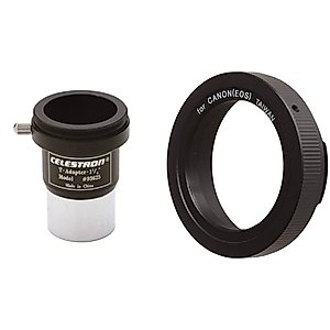 Celestron 93625 Universal 1.25-inch Camera T-Adapter & 93419 T-Ring for 35 mm Canon EOS Camera (Black)