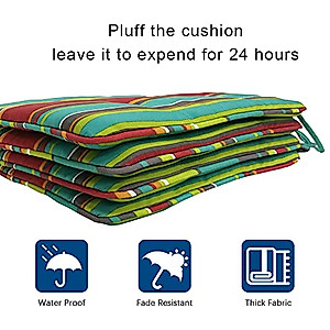 Patio Chair Cushion 4 Piece Outdoor/Indoor Waterproof Square Corner Seat Cushion 15.74X15.74X0.98 Inch, Space Cotton Filled Dining Chair Cushion for Garden Patio Furniture