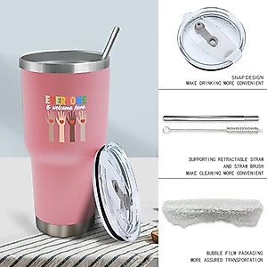 liabiliies Travel Coffee Tumbler 30 oz Everyone is Welcome Here Tumbler with Lid and Straw Insulated Tumblers Stainless Steel Tumbler Funny Gifts for Men